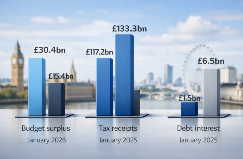 UK Government Budget Surplus and Rising Tax Income | UK Business Times